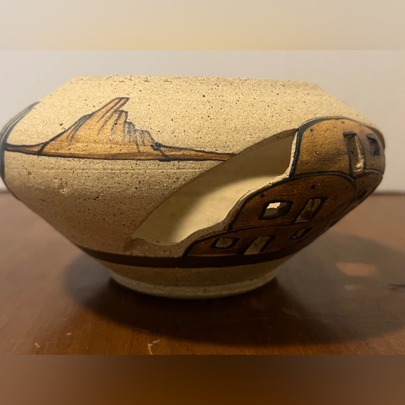 zodin | Art | Zodin Signed Southwestern Sand Art Pottery Candle Holder ...